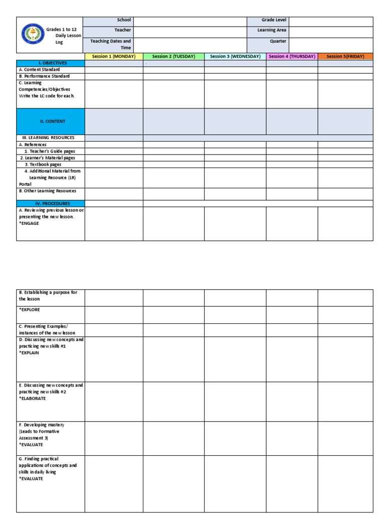 Daily Lesson Log for Grades 1-12 | PDF