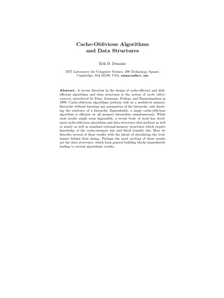 Cache-Oblivious Data Structures | PDF | Cpu Cache | Matrix (Mathematics)