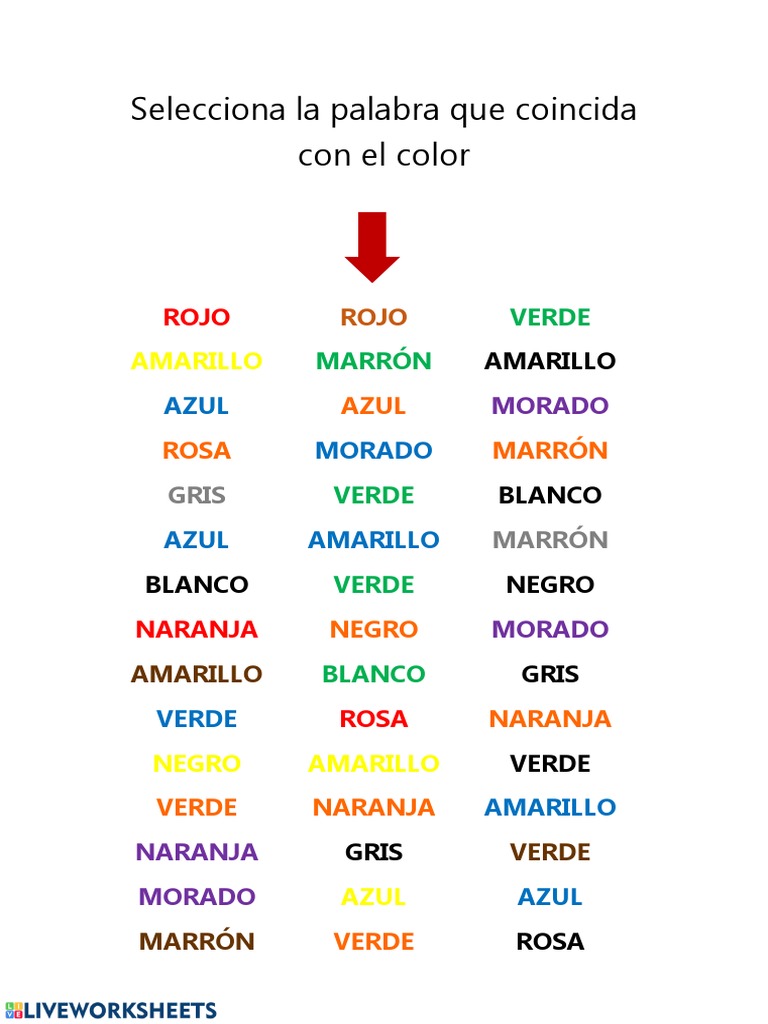 Palabras Que Coincidan Con El Color | PDF