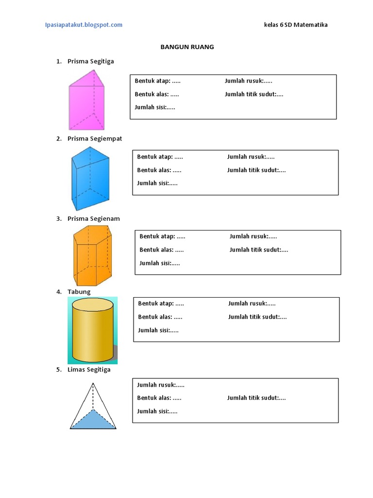 Bangun Ruang MTK Kelas 6 SD | PDF