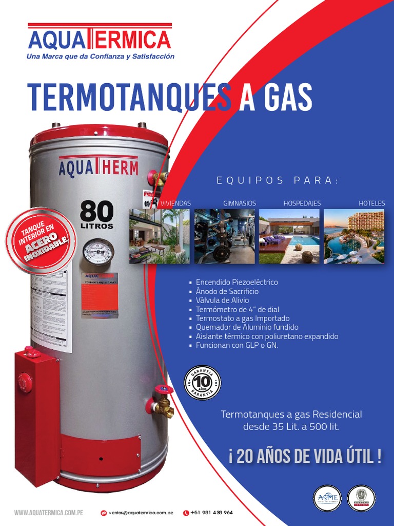 Terma A Gas 400L | PDF | Aislamiento térmico | Tanques