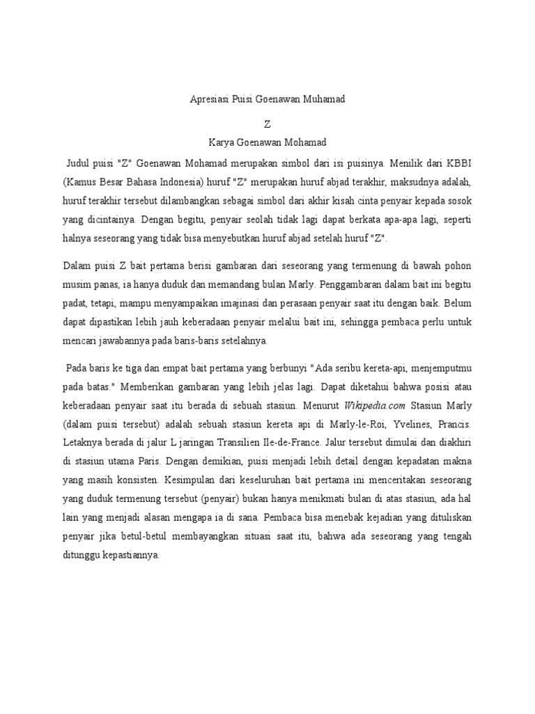 Apresiasi Puisi Z | PDF | Fiksi Umum