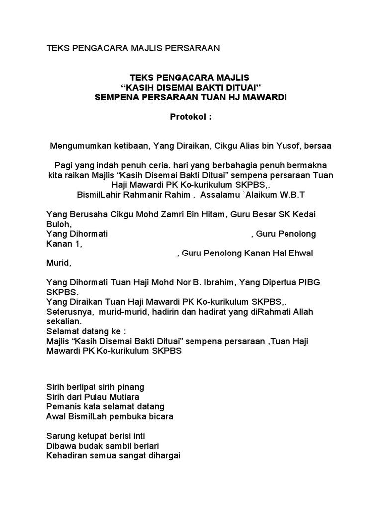 Teks Pengacara Majlis Persaraan | PDF