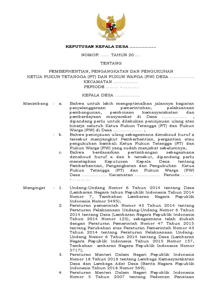 Draft SK-RT-RW | PDF