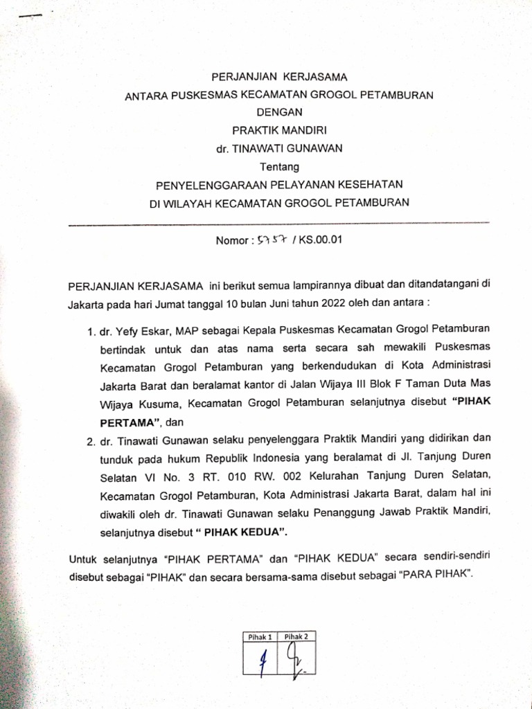 Perjanjian Kerjasama Puskesmas Pdf