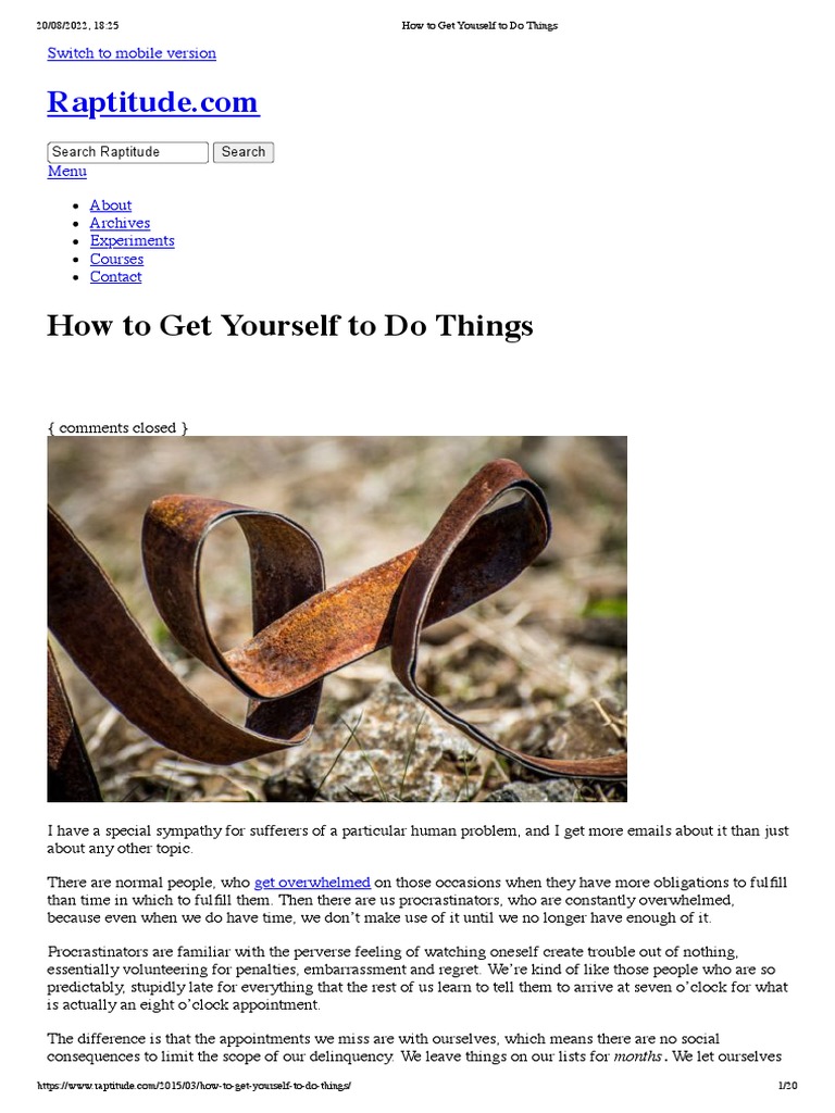 How To Get Yourself To Do Things | PDF | Procrastination | Professional Skills