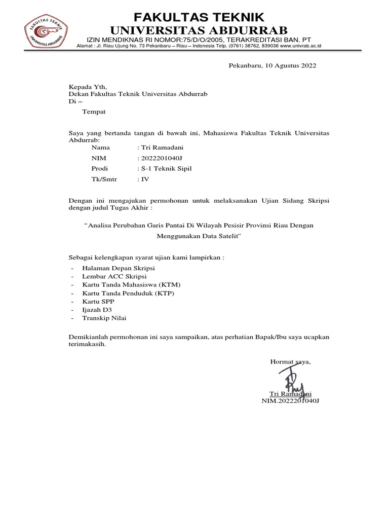 Form Daftar Sidang Skripsi Pdf