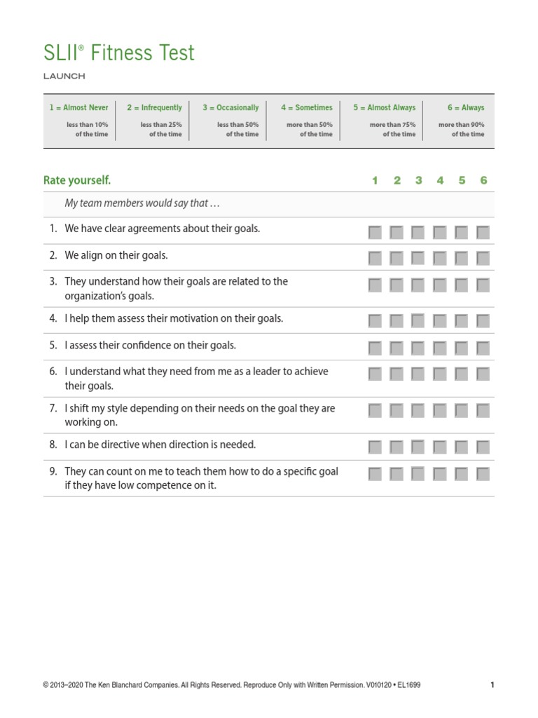 SLII Fitness Test LAUNCH | Download Free PDF | Social Psychology ...