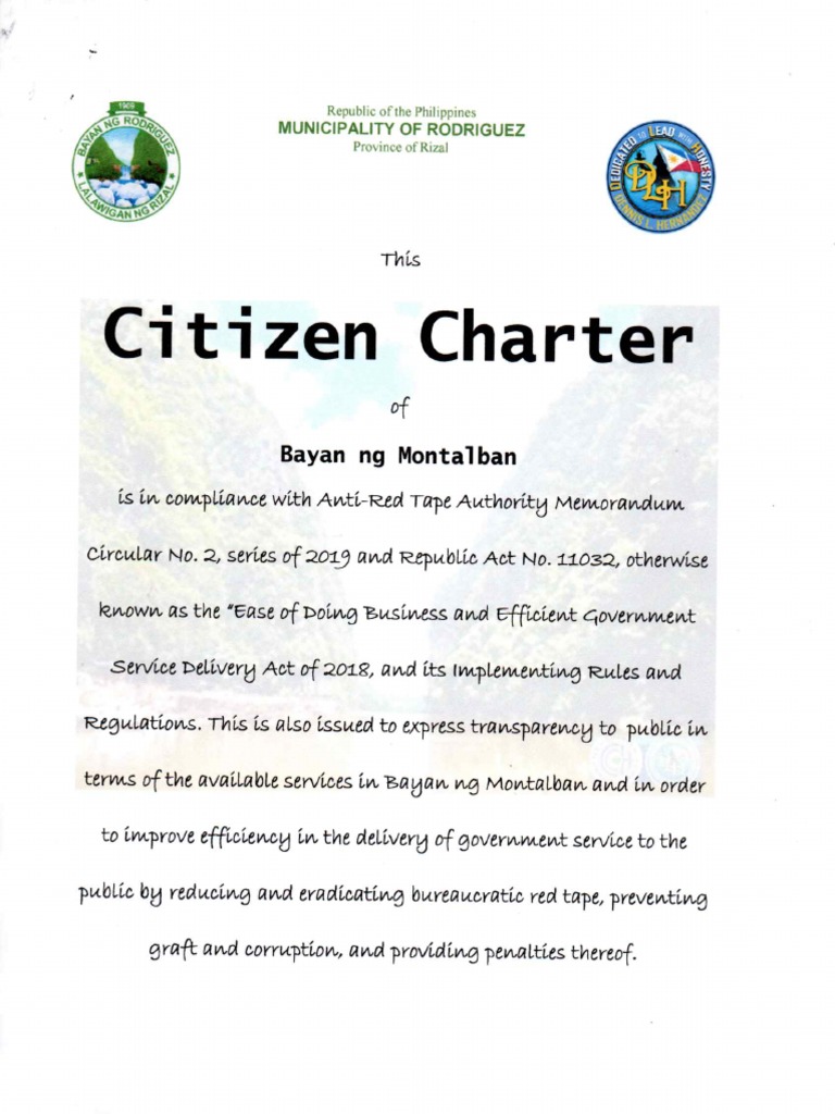 Lgu Rodriguez Citizen Charter 2019 | PDF