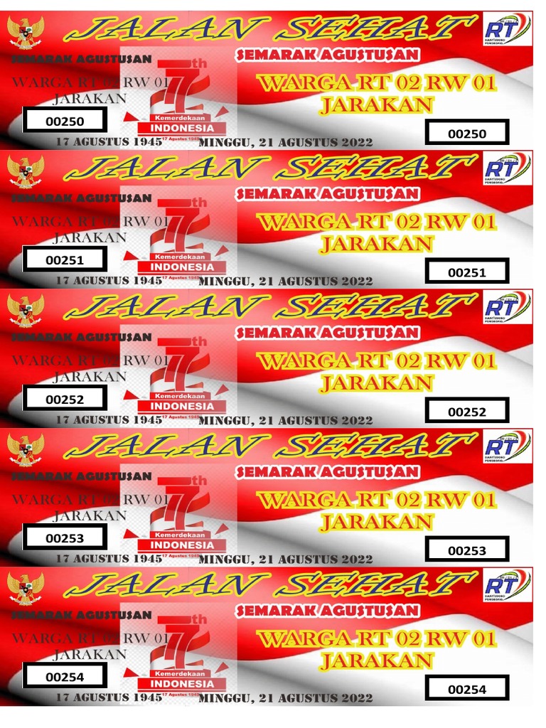 Kupon Undian Jalan Sehat 250-299 | PDF