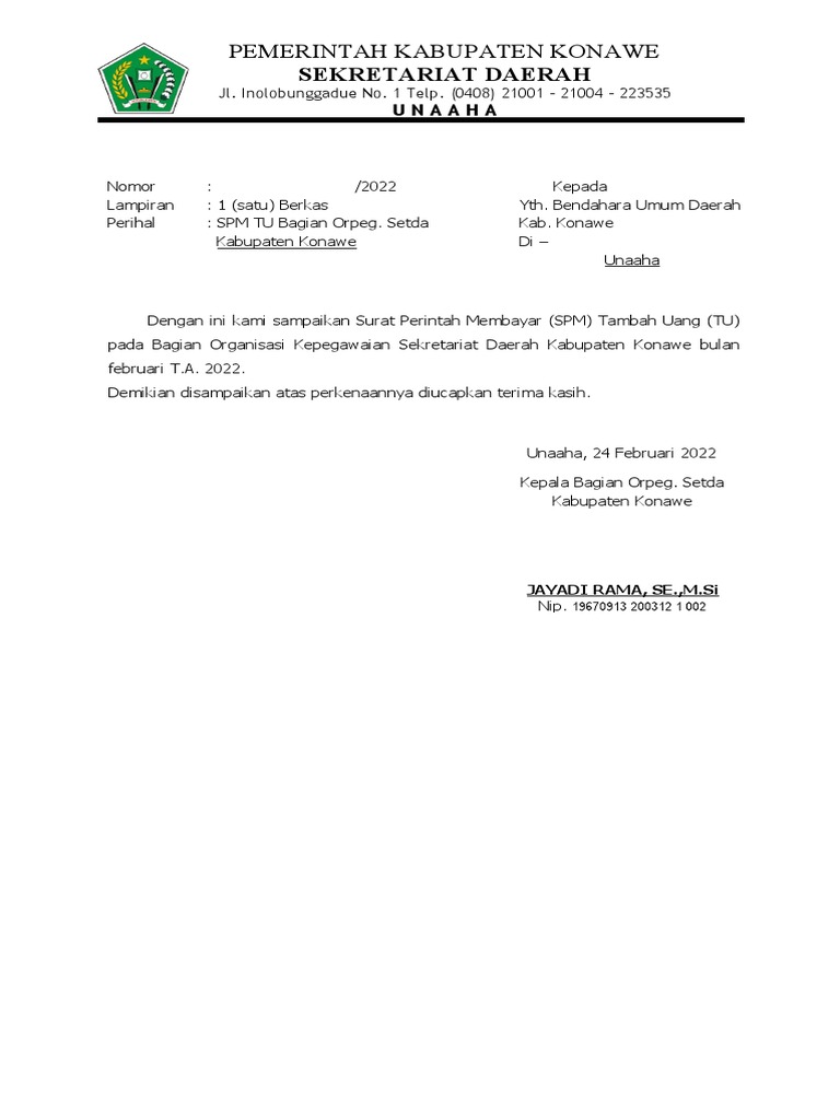 Surat Perintah Membayar (SPM) 2022-1 | PDF