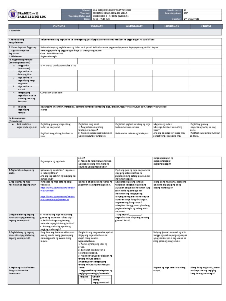 DLL - Esp 6 - Q2 - W5 | PDF