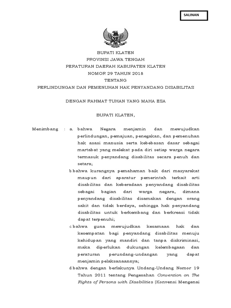 Perda No 29 Tahun 2018 Tentang Perlindungan Dan Pemenuhan Hak ...