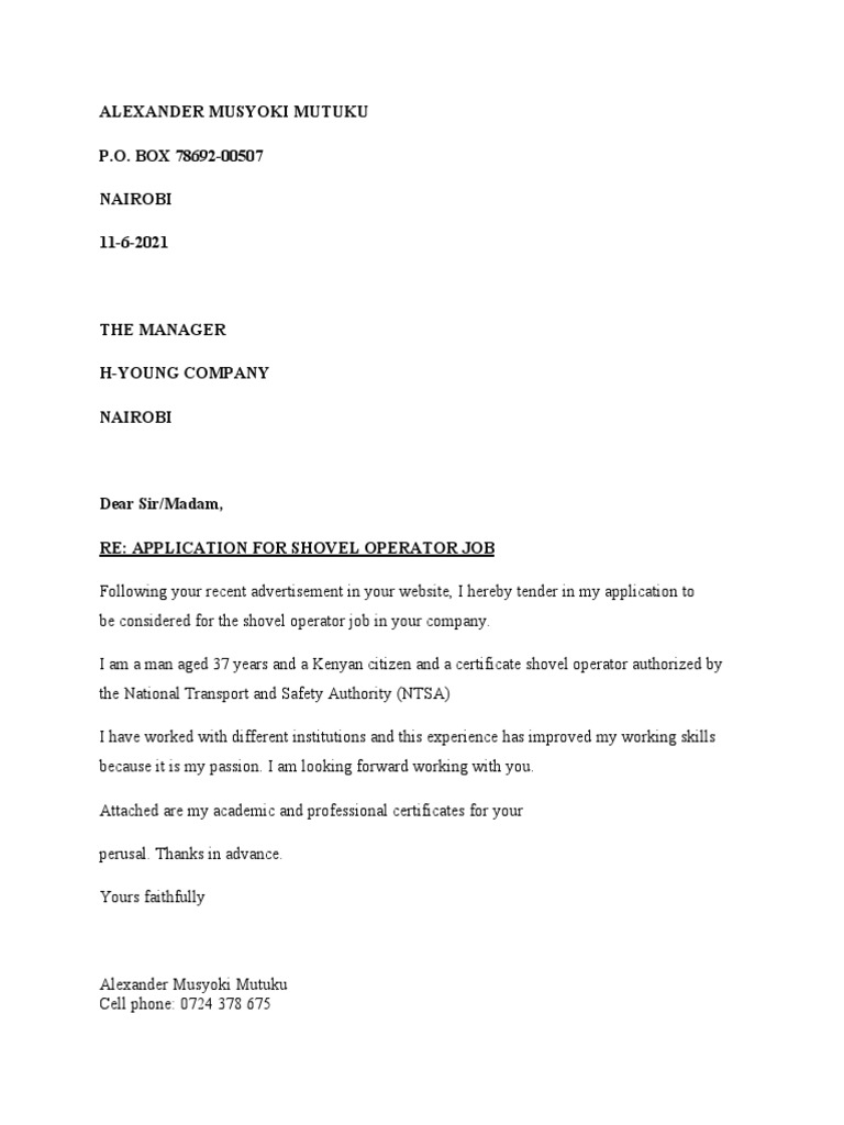 Alexander Musyoki Mutuku Cover Leter | PDF | Career & Growth
