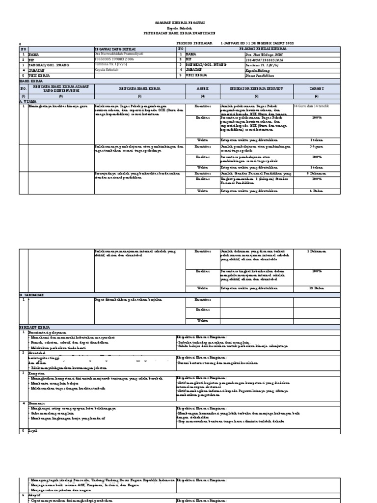 5.form SKP JA Kuantitatif - Kepala Sekolah Contoh | PDF