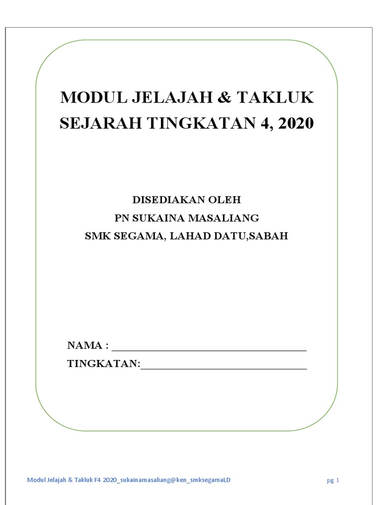 MODUL SEJ TINGKATAN 4 Bab1-10 | PDF