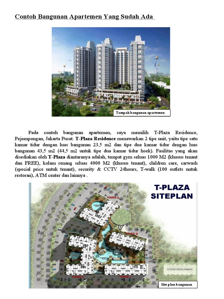 Contoh Bangunan Apartemen Yang Sudah Ada | PDF