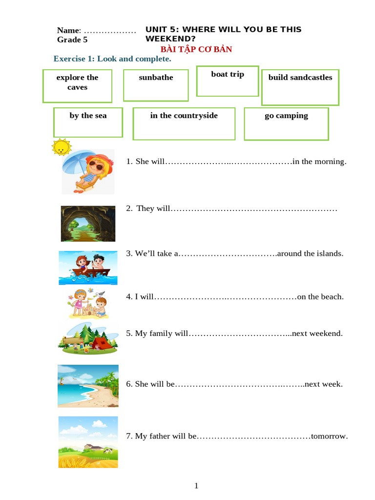 Grade 5 Weekend Plans Worksheet | PDF