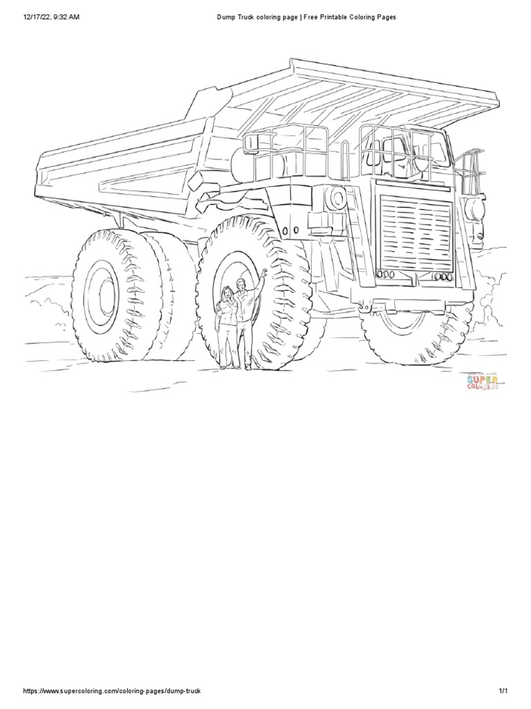 Dump Truck Coloring Page - Free Printable Coloring Pages | PDF