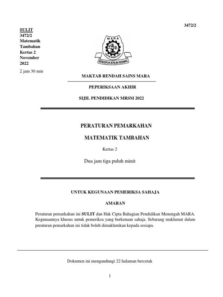 (Addmath) Skema K2 MRSM Trial 2022 | PDF | Mathematical Concepts | Mathematical Objects