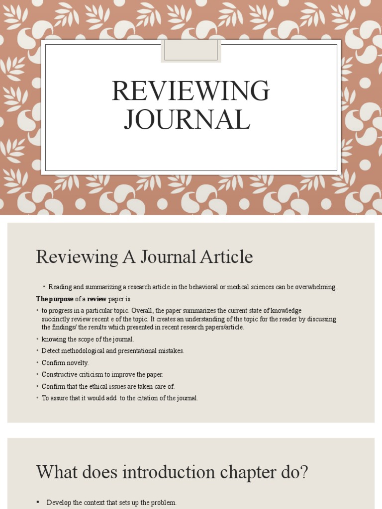 Reviewing Journal | PDF | Academic Journal | Sampling (Statistics)