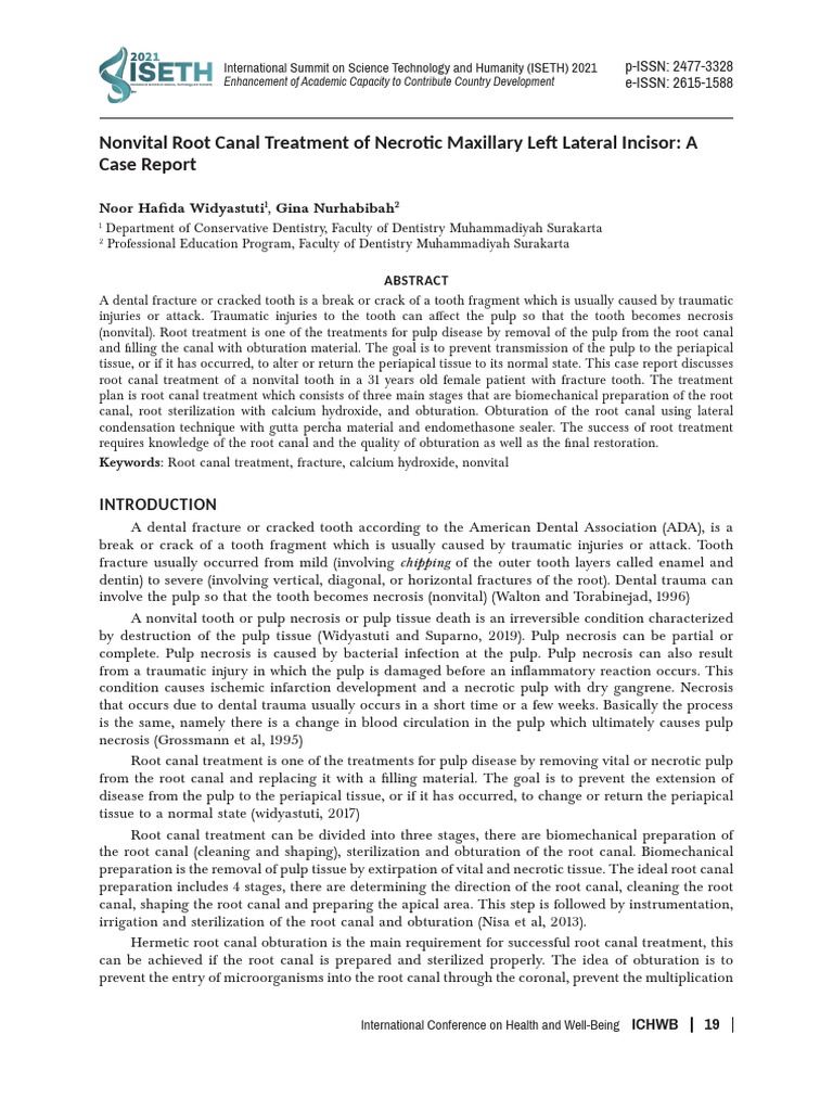 Nonvital Root Canal Treatment | PDF | Necrosis | Dentistry Branches