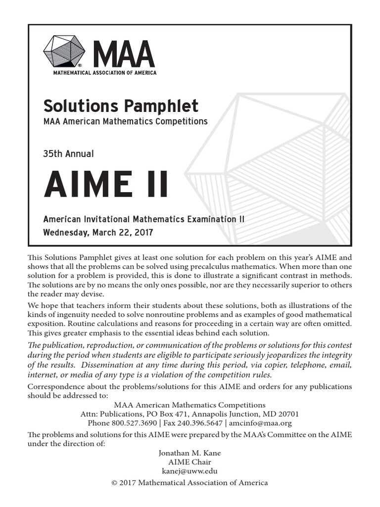 2017 - AIME II - Solutions | PDF | Science | Mathematics