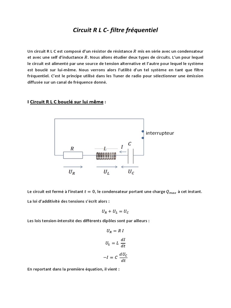 Circuits RLC | PDF | Tension électrique | Impédance (électricité)