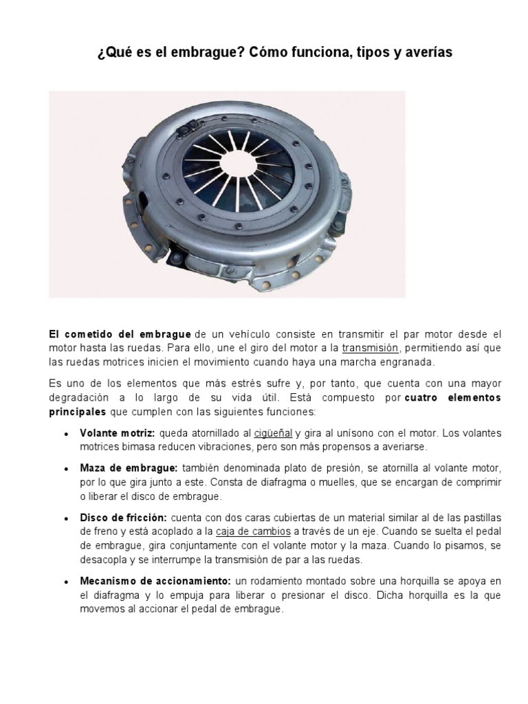 Qué Es El Embrague | PDF | Embrague | Bienes manufacturados