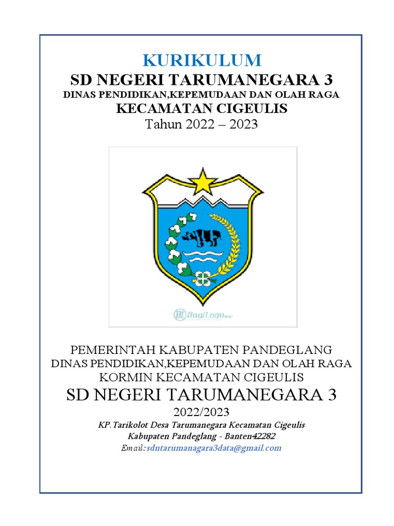 Cover Kurikulum SDN Tarumanegara 3 | PDF