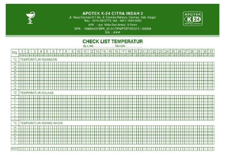 Check List Temperatur | PDF