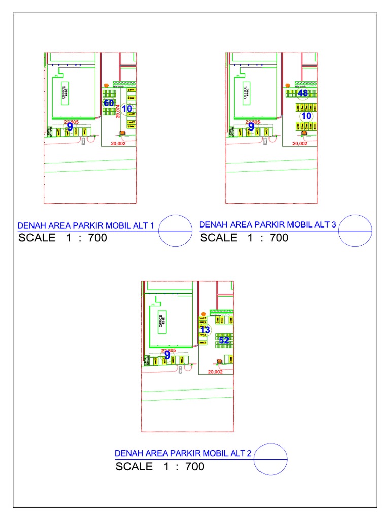 Denah Parkir Mobil Dan Motor Alt 1, 2, 3 | PDF