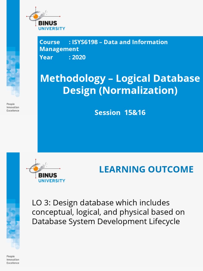 20200722141920D3408 - ISYS6198 Session 15 16 Logical Database Design ...