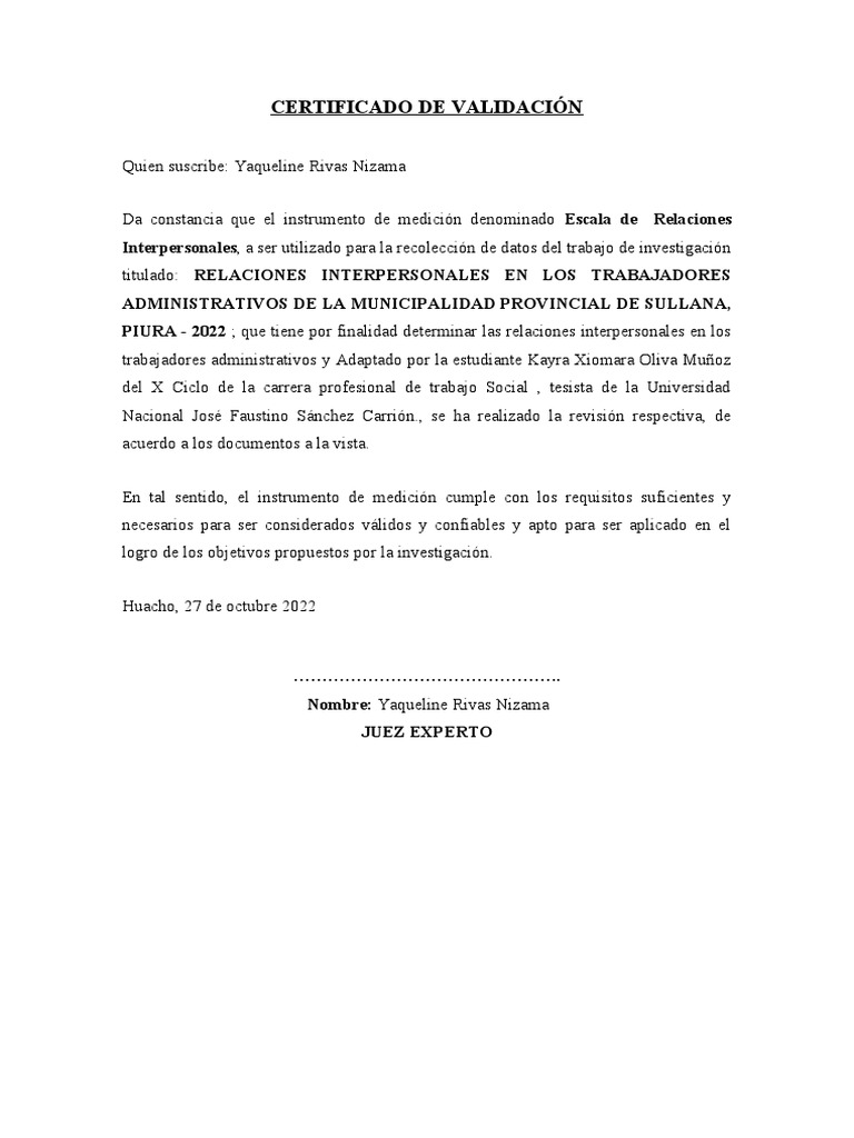 Certificado de Validación 04-11-22 | PDF | Investigación cuantitativa | Teoría