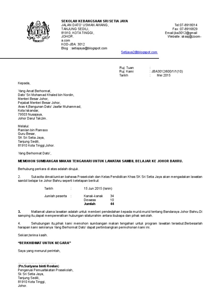 Surat Sumbangan Dato' Khaled Nordin | PDF