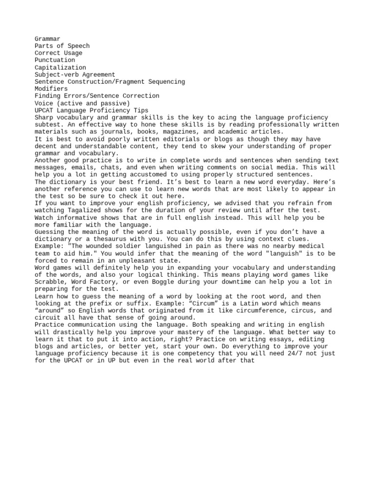 Upcat 5 CCZ | PDF | English Language | Vocabulary