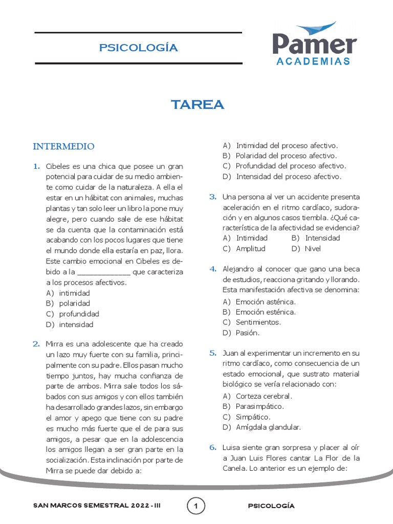 PSICOLOGÍA S14T Afectividad y Motivación | PDF | Las emociones | Sicología