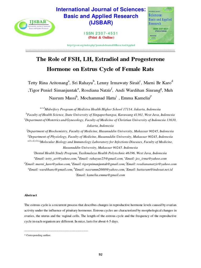 The Role of FSH, LH, Estradiol and Progesterone | PDF | Luteinizing ...