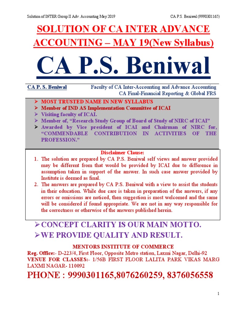 May 2019 Adv Acc. Solution | Download Free PDF | Equity (Finance ...