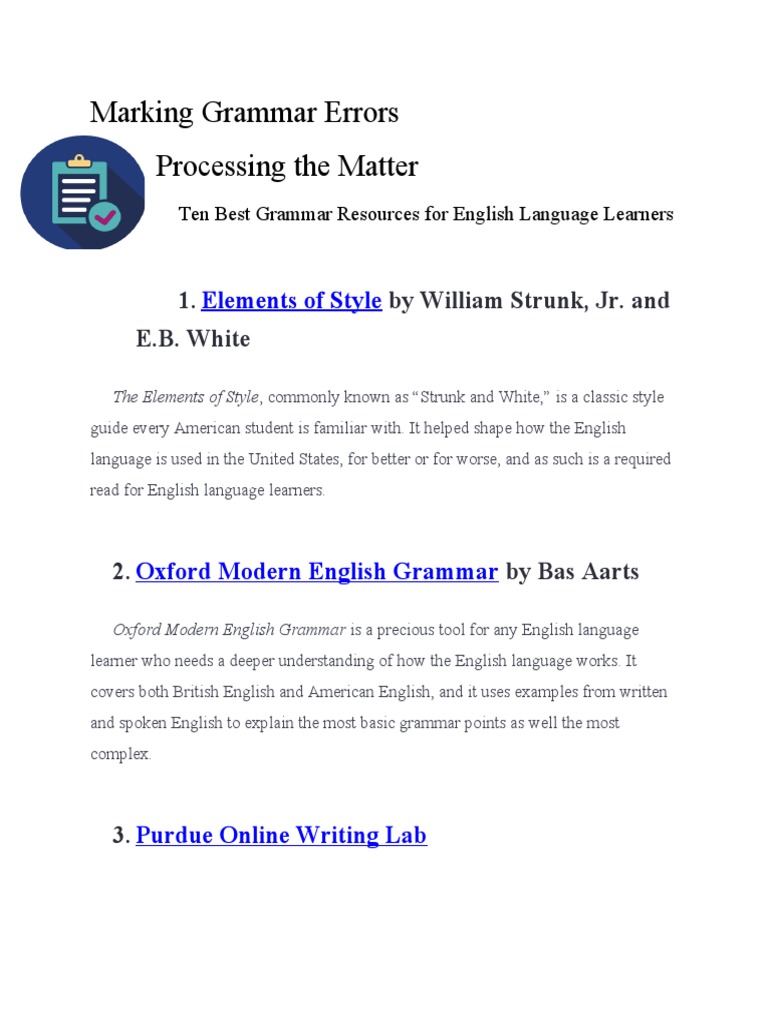 Marking Grammar Errors | PDF | English Language | Learning