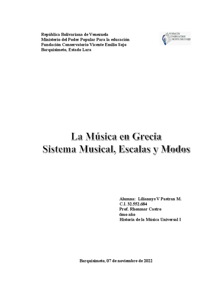 Música y sistema musical en Grecia | PDF | Modo (música) | Intervalo ...