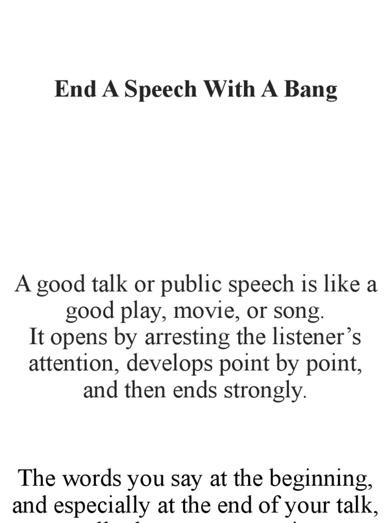 End A Speech With A Bang | PDF | Public Speaking | Deer