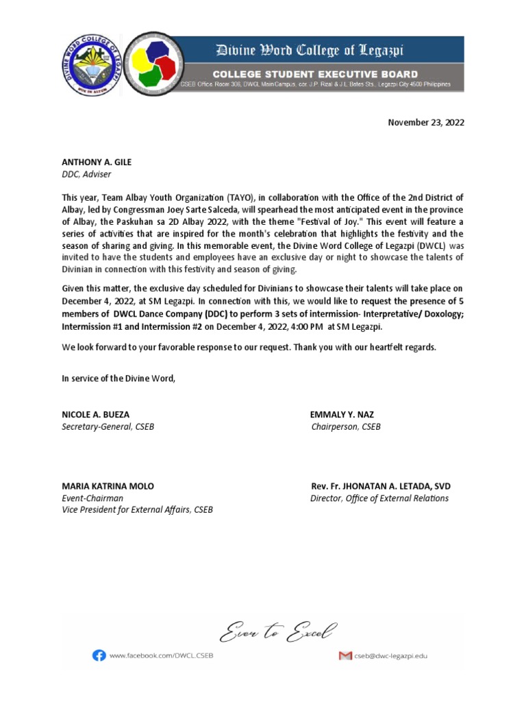 To Release TAYO PASKUHAN LETTER 1 | PDF