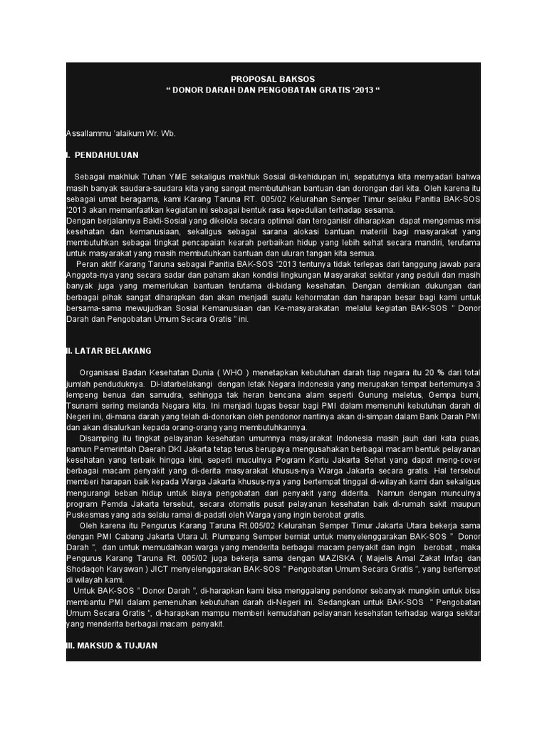 Proposal Baksos | PDF | Ilmu Sosial