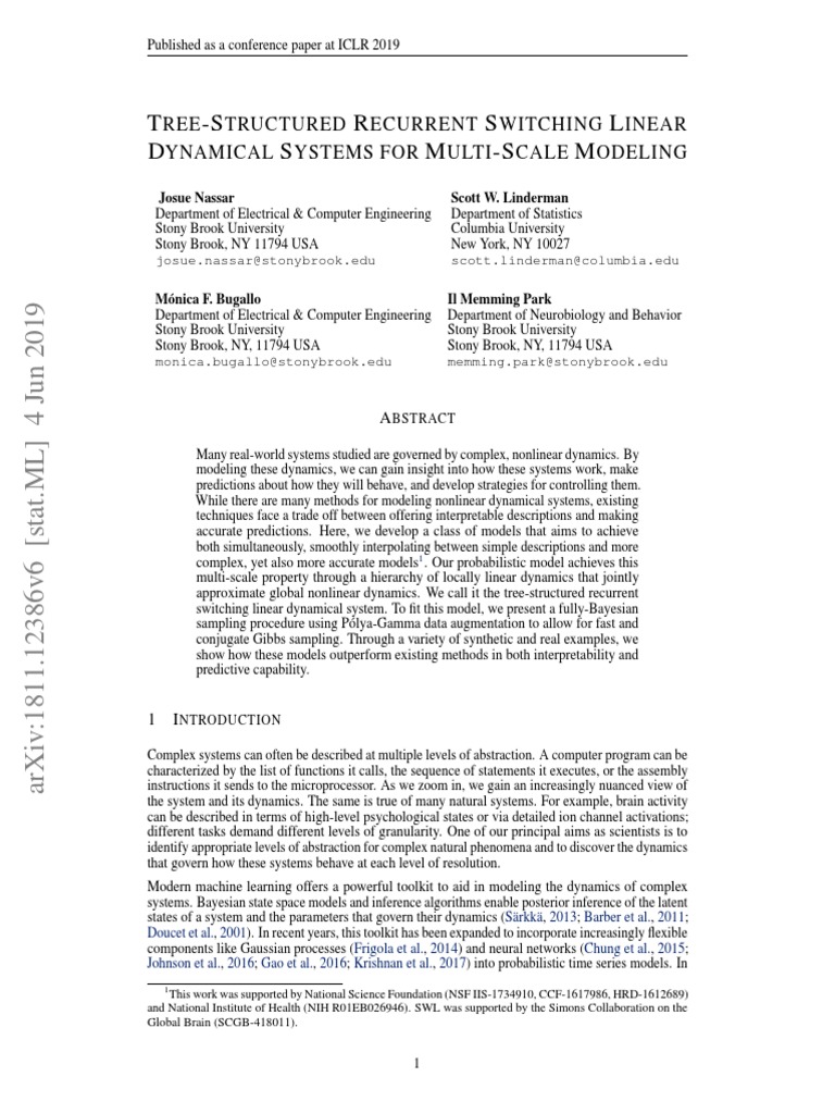 Tree-Structured Recurrent Switching Linear Dynamical Systems For Multi ... Tree-Structured Recurrent Switching Linear Dynamical Systems For Multi ...