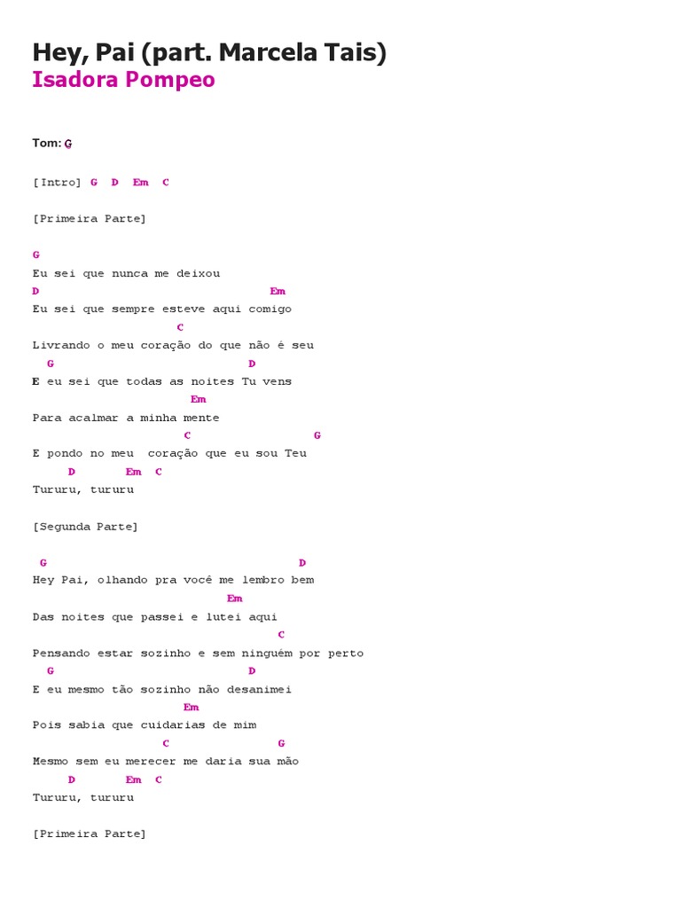 Isadora Pompeo - Hey, Pai (Part. Marcela Tais) | PDF