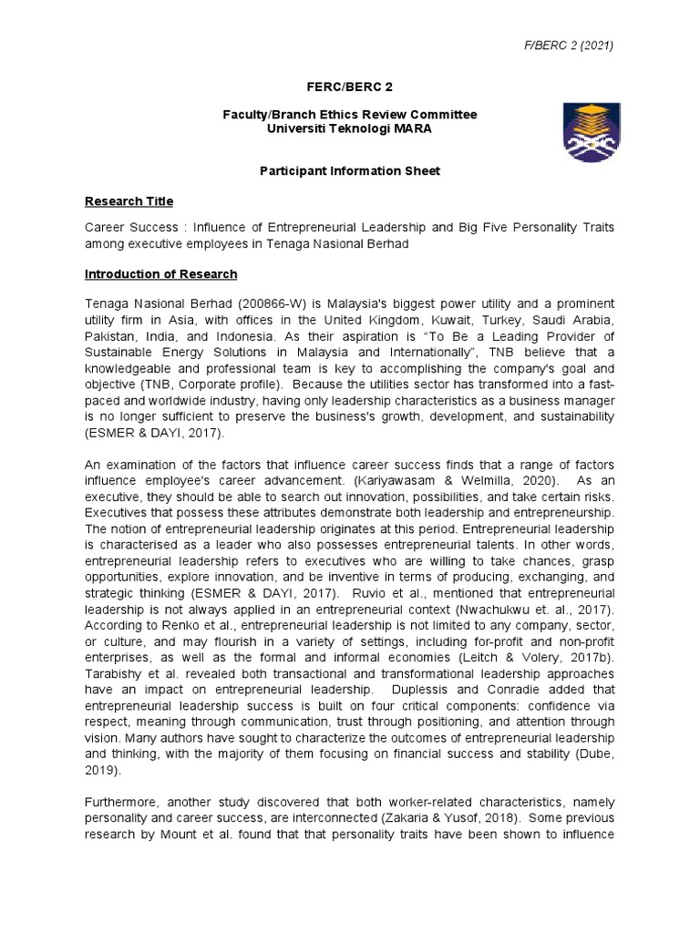 F.BERC 2 - Participant Information Sheet - KHAIRUNNISA BINTI KAMALRUDIN ...