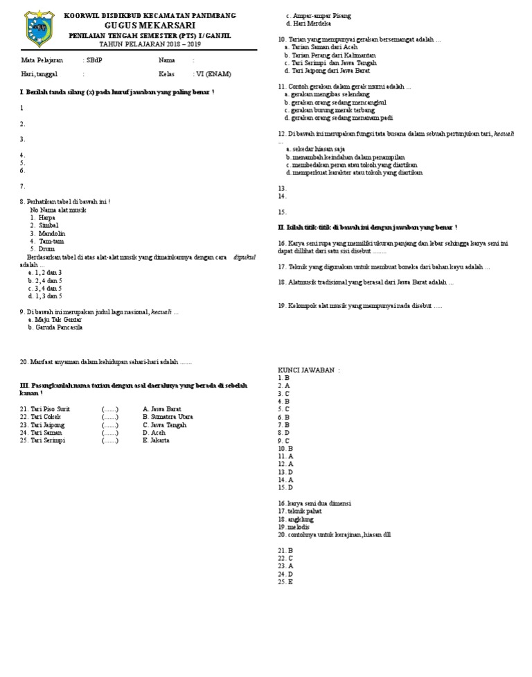 Soal SBK KLS 6 | PDF