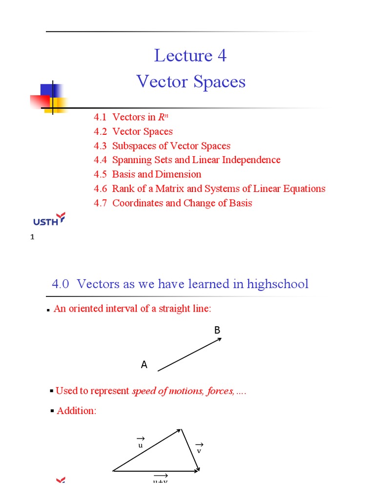 Lecture 4 | PDF | Linear Subspace | Basis (Linear Algebra)
