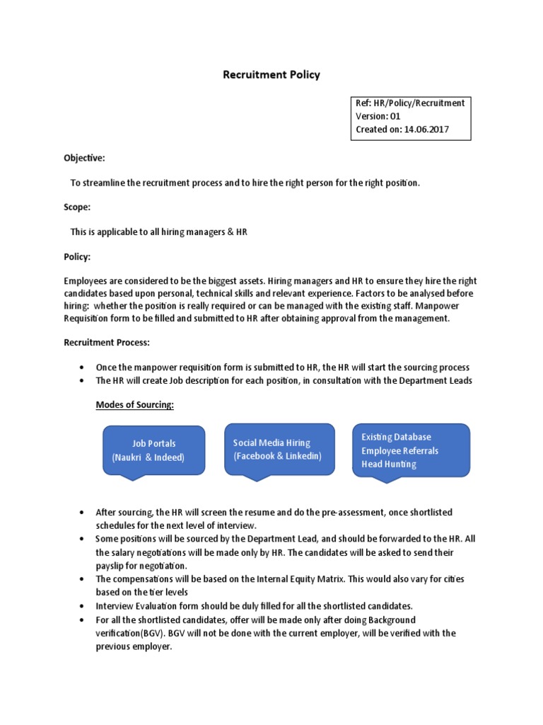 Recruitment Policy | PDF | Recruitment | Human Resources